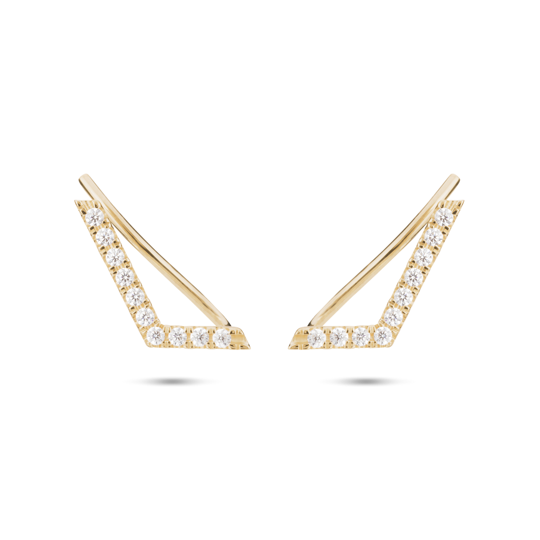 Chevron Diamond Ear Pin, 9k Yellow Gold – Monarc Jewellery